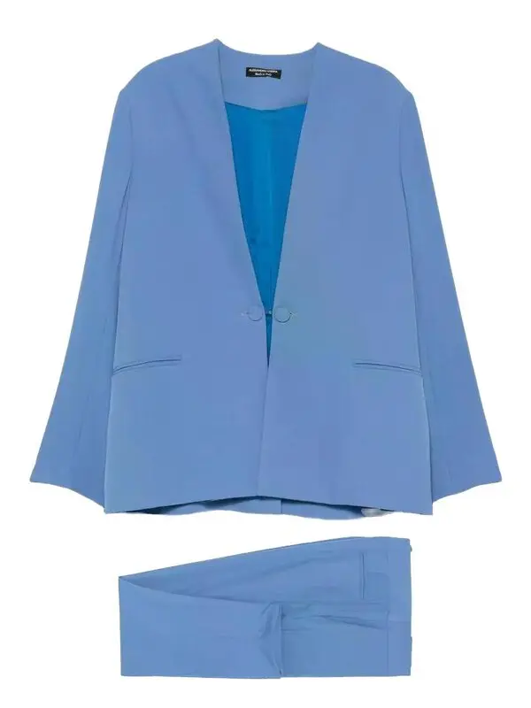 ALESSANDRO LEGORA Hook-fastening Collarless Suit - Blue