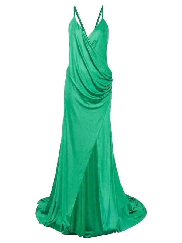 ALESSANDRO LEGORA Crystal-embellished One-shoulder Dress - Green