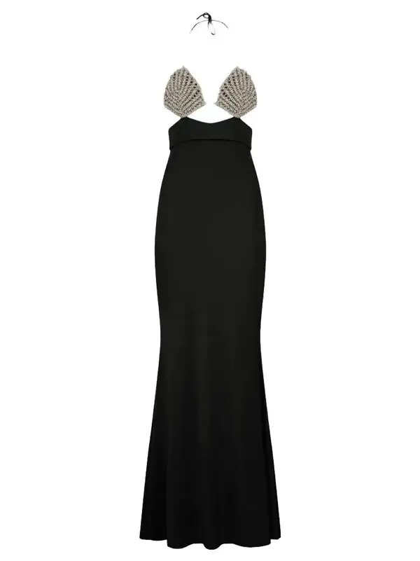 HIBOURAMA Venere Crystal-embellished Cut-out Maxi Dress - Black