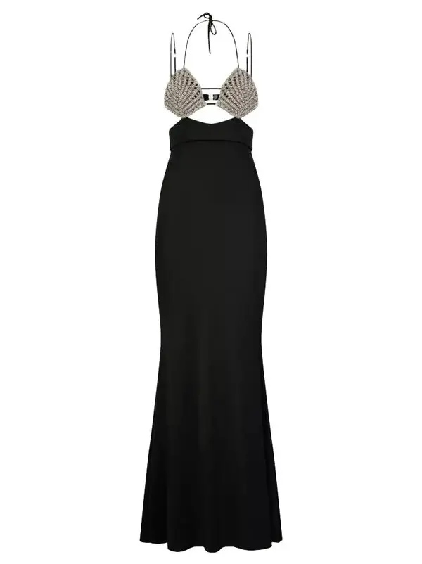 HIBOURAMA Venere Crystal-embellished Cut-out Maxi Dress - Black