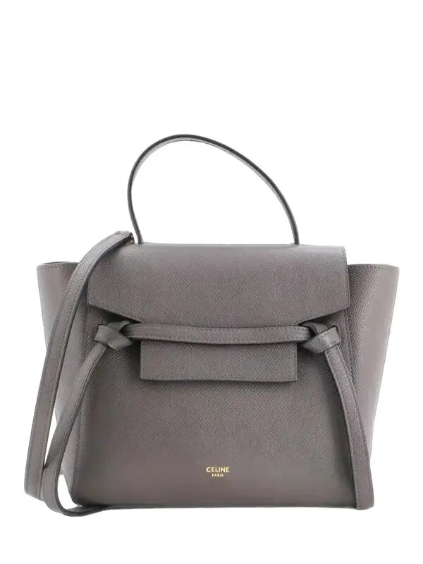 Celine Belt Bag Textured Leather Nano Shoulder Bag - Grey