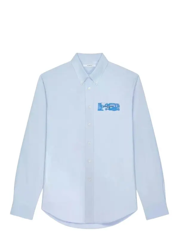 Givenchy Shirt In Poplin With Paris Paint Print - Blue