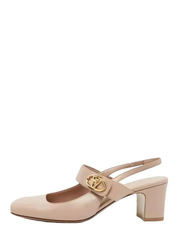 Valentino Garavani Leather Mary Jane Slingback Pumps - Neutrals
