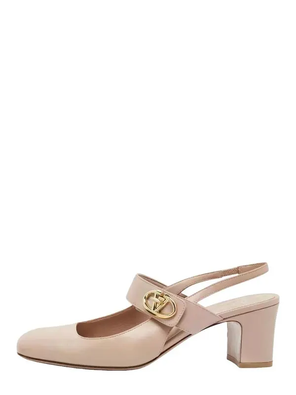 Valentino Garavani Leather Mary Jane Slingback Pumps - Neutrals