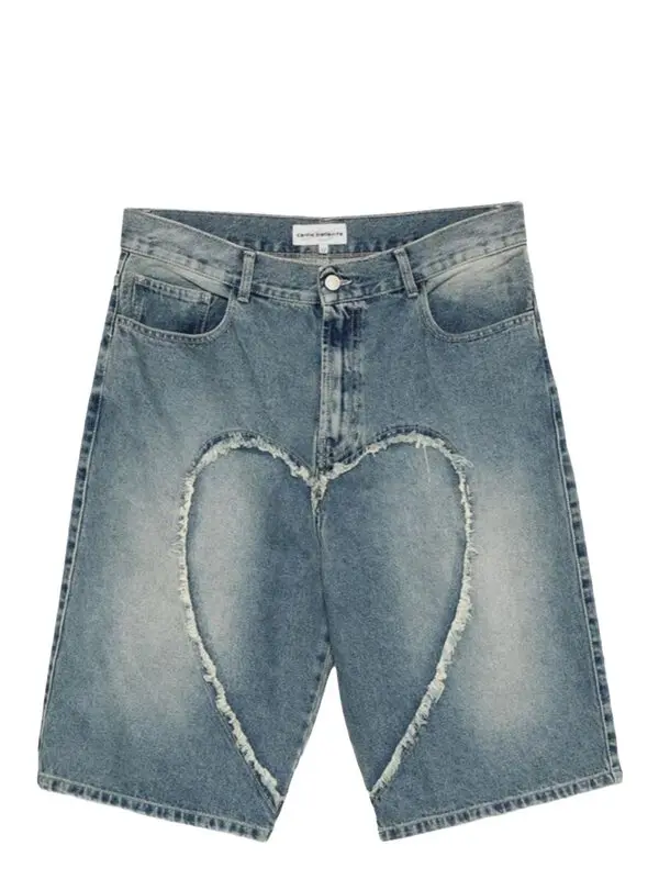 CARNE BOLLENTE Heart Denim Shorts - Multicolor