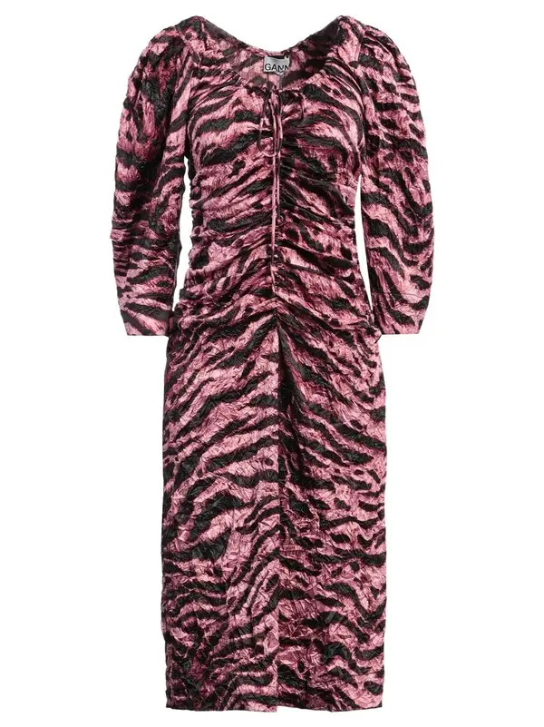 GANNI Printed Midi Dress - Pink