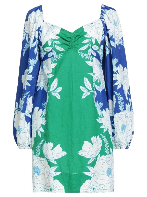 Farm Rio Long-sleeved Mini Dress - Blue