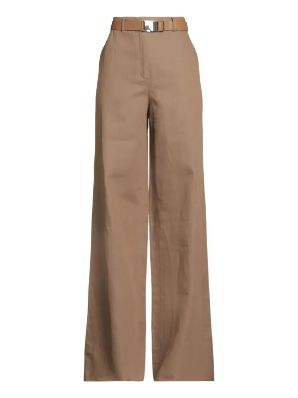 Max Mara Gabardine Wide-leg Trousers With Belt - Brown