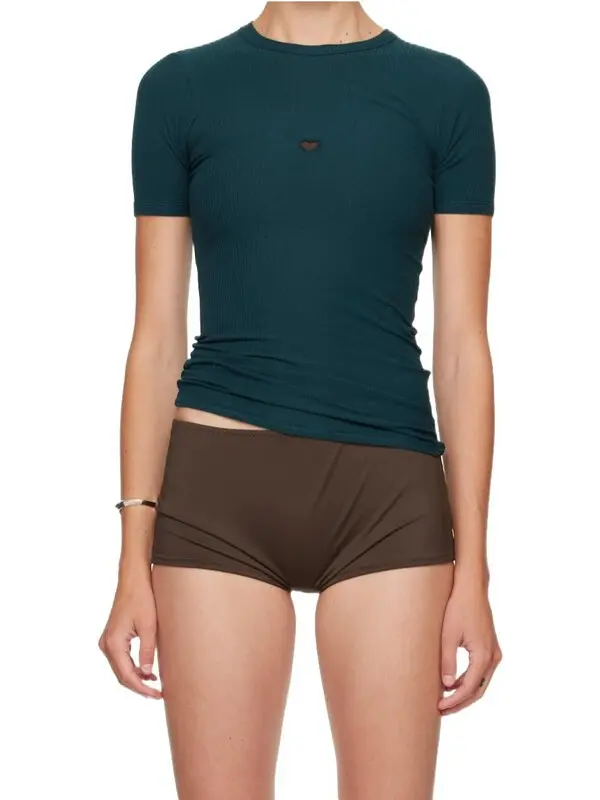 BASERANGE Heart-cutout Ribbed T-shirt - Green