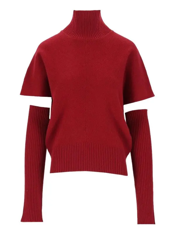 Federica Tosi Turtleneck Sweater With Removable Sleeve Cuffs - Red