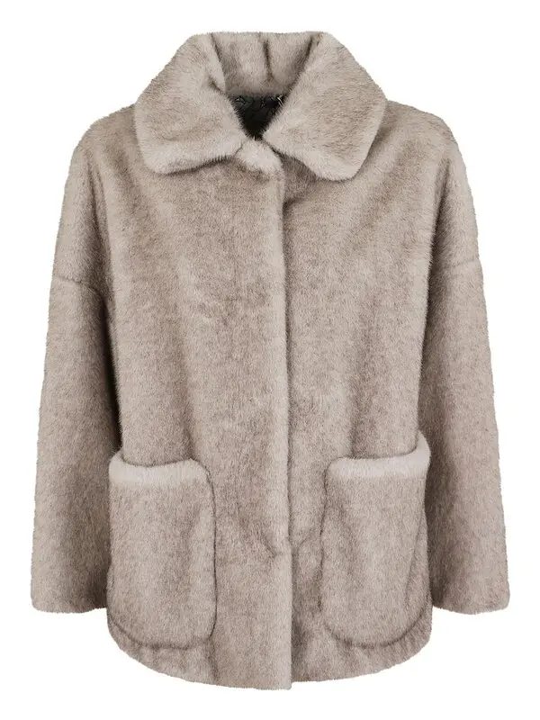 Herno Faux Fur Patch-pocket Casual Jacket - Beige