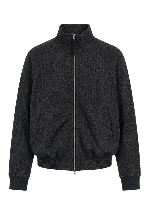TOM FORD Herringbone Pattern Zip-up Jacket - Grey