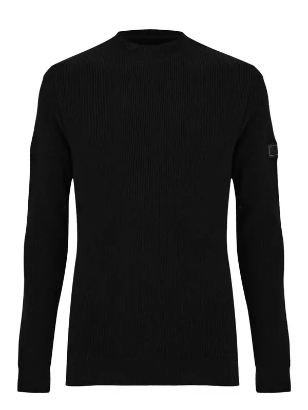 Barbour Mock Neck Rib Knit Jumper - Black