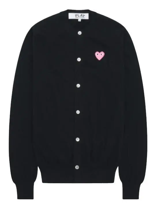 Play Comme Des Garcon Heart-patterned Crew-neck Cardigan - Black