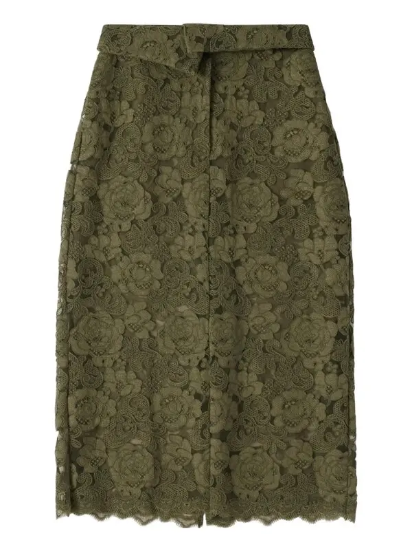 Simone Rocha Peeling Floral-lace Midi Skirt - Khaki