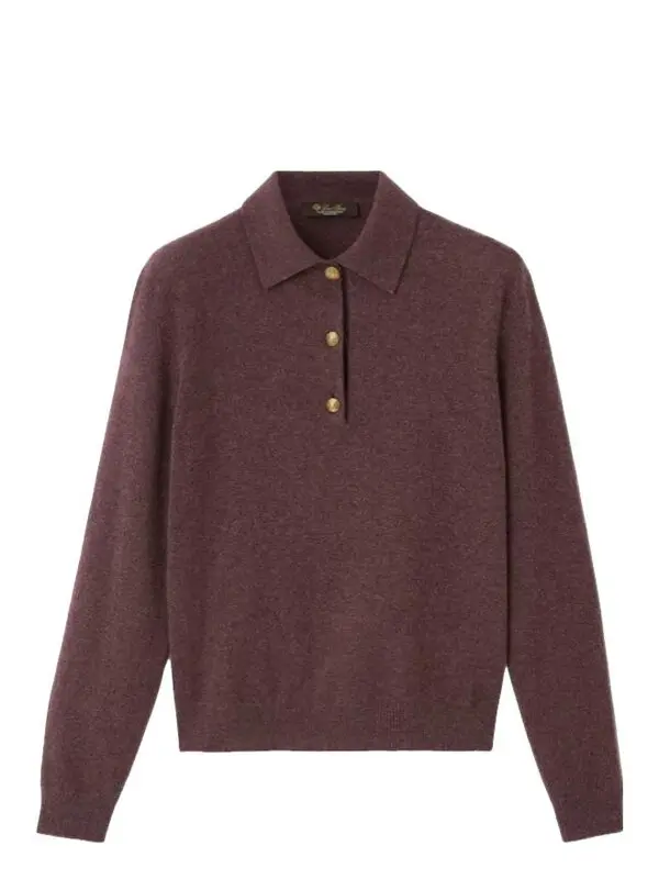 Loro Piana Classic Polo Shirt In Rare Baby Cashmere - Gray Grape Purple