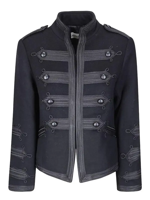 P.a.r.o.s.h Braided Trim Military Jacket - Black