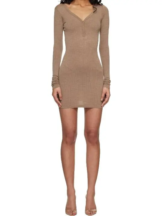 SKIMS Ribbed Knitted Dress - Brown