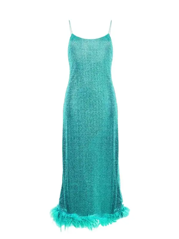 Oseree Feather-embellished Midi Dress - No