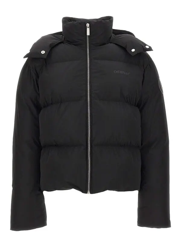Off-White Zip-up High Neck Puffer Jacket - Black