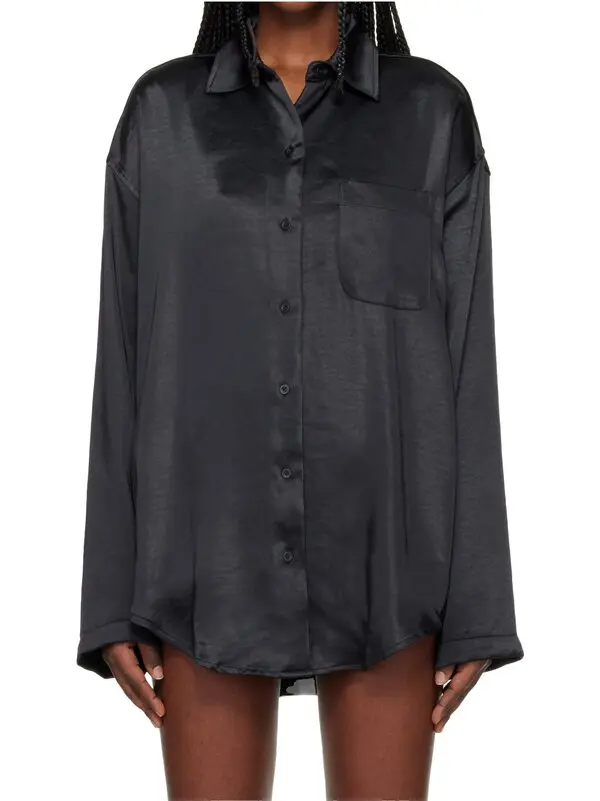 SKIMS Lightweight Satin Loose Shirt - Black