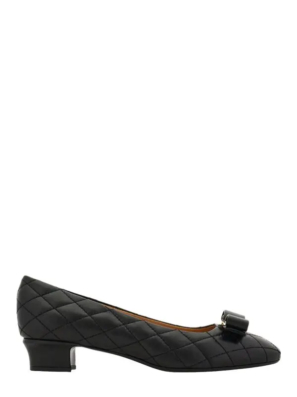 FERRAGAMO Quilted Vara Bow Pump - Black
