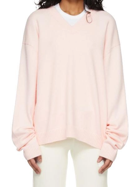 SKIMS V-neck Long Sleeve Sweater - Pink