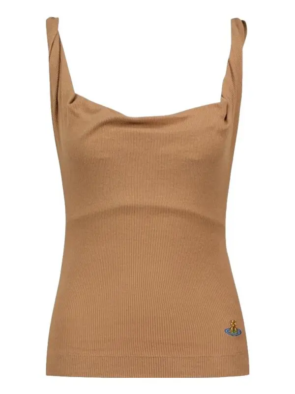 VIVIENNE WESTWOOD Anna Ribbed-knit Top - Cardboard