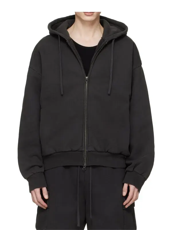 SKIMS Thick Fleece Zip-up Hooded Sweatshirt - Black