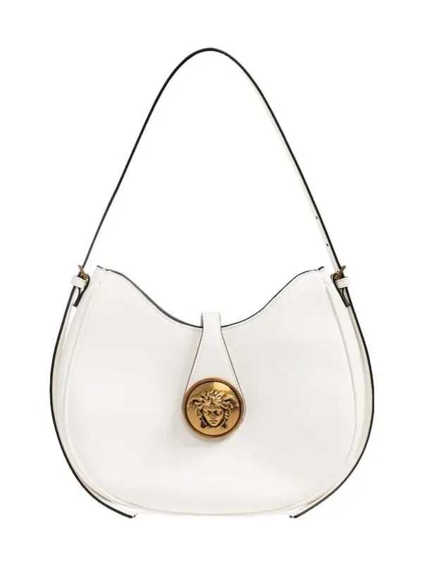 Versace Emblème Nappa Hobo Bag - White