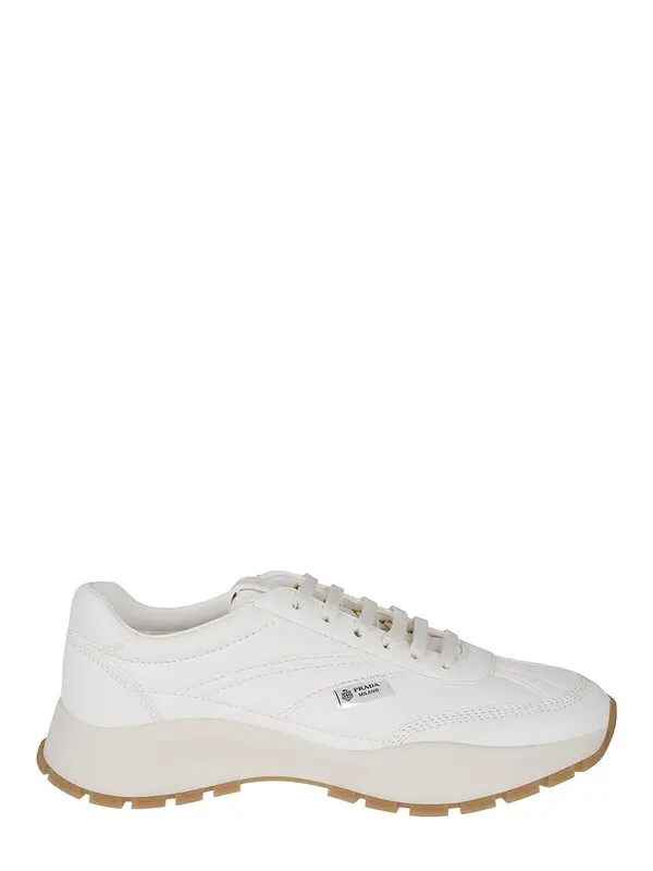 Prada Logo-patch Panelled Sneakers - Ivory