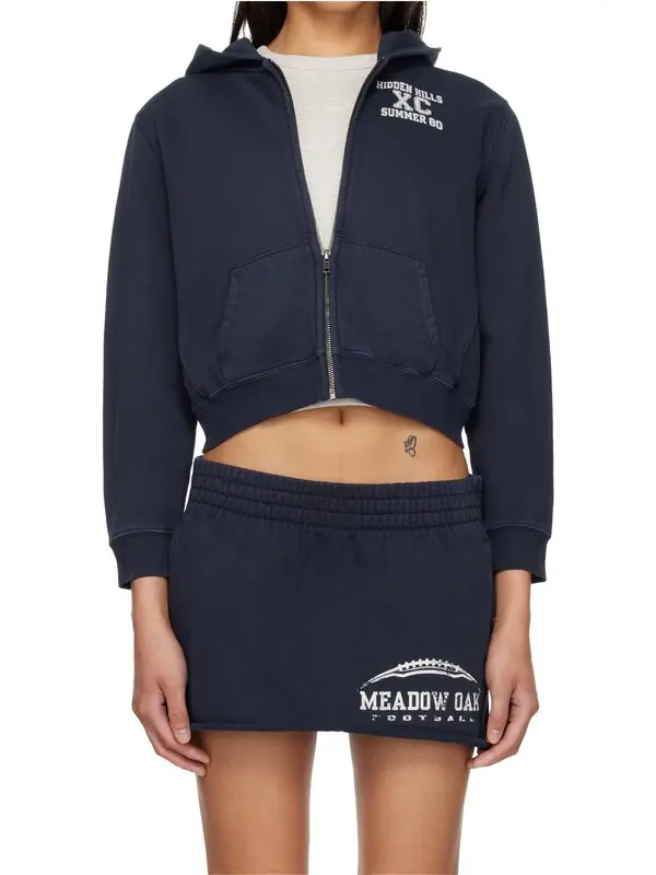 SKIMS Fleece Zip-up Hooded Sweatshirt - Black