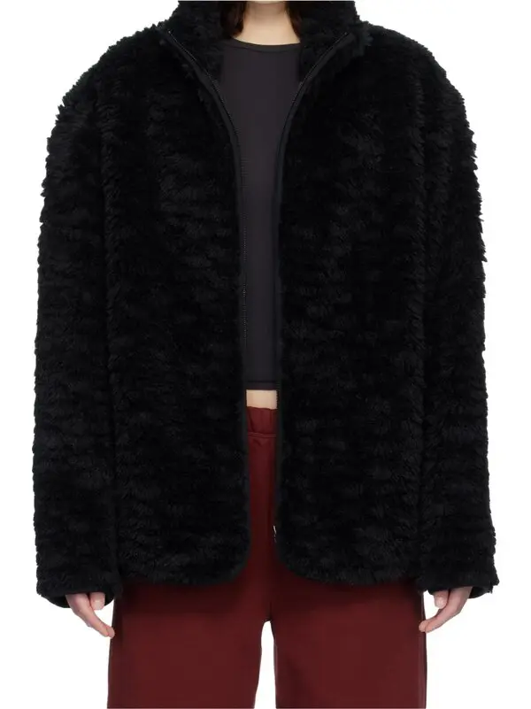 SKIMS High-necked Fur Fleece Jacket - Black