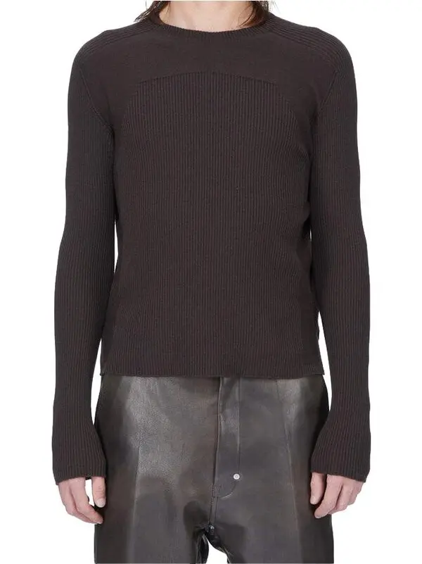 Rick Owens Ribbed Geo Panelled Sweater - Putty