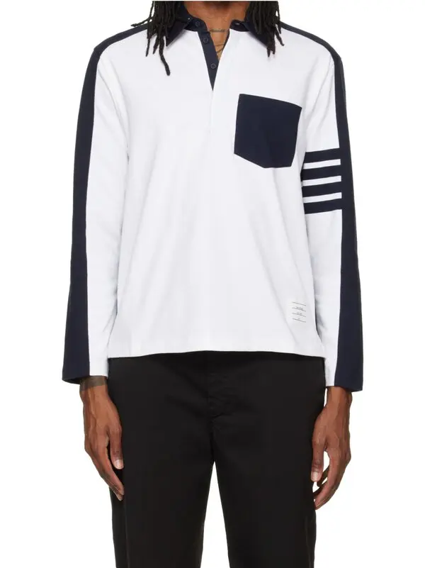 Thom Browne Oversized Colorblock Rugby Polo - White
