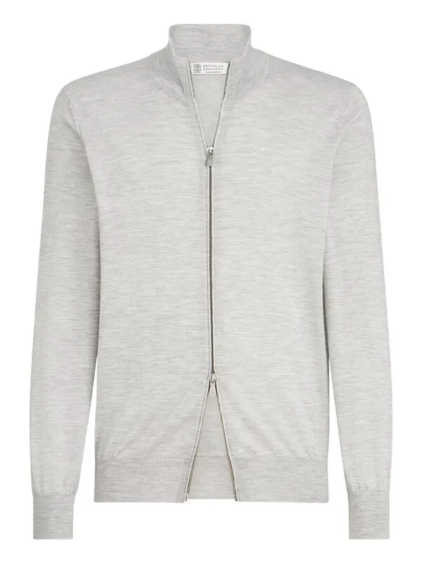 Brunello Cucinelli Two-way Zip Cardigan - Grey