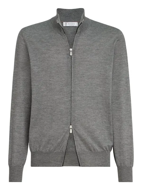 Brunello Cucinelli Cashmere-silk Zip-up Cardigan - Grey