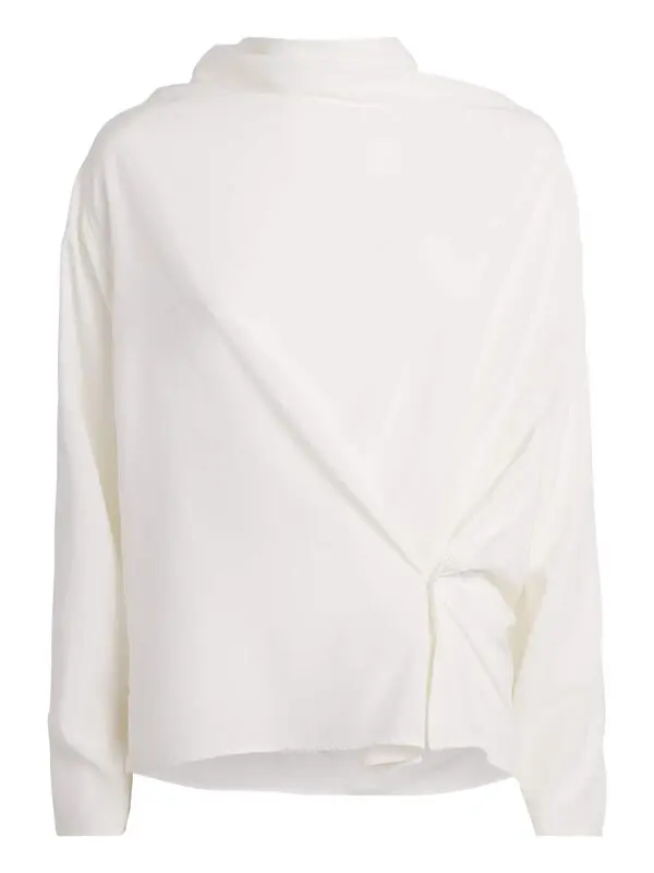 Source Unknown Long-sleeve Draped Pisa Blouse - White