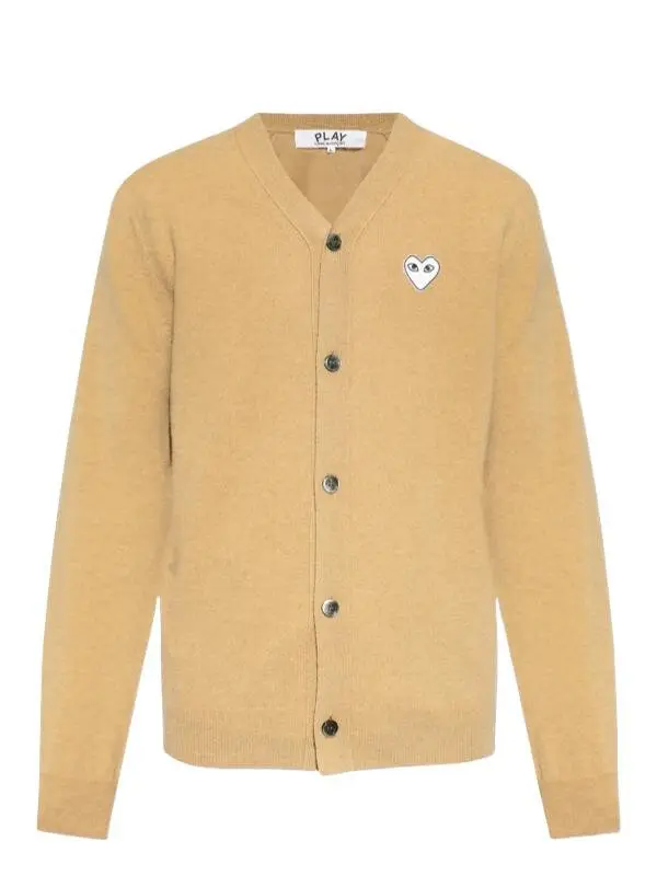 Play Comme Des Garcon Long-sleeved V-neck Sweater - Nude