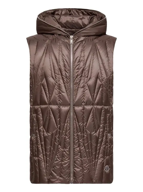 Moncler Geocamo Ziplock Hooded Down Vest - Taupe