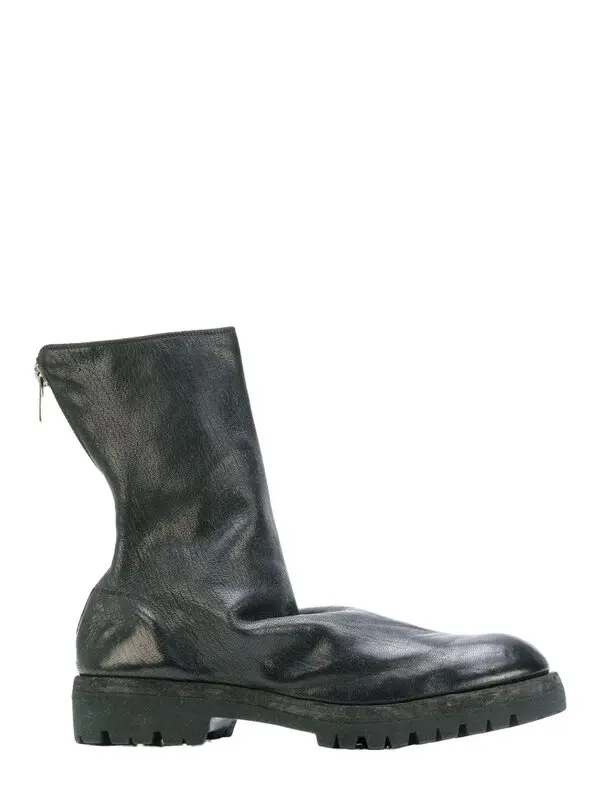 Guidi Leather Rear Zip Boots - Black