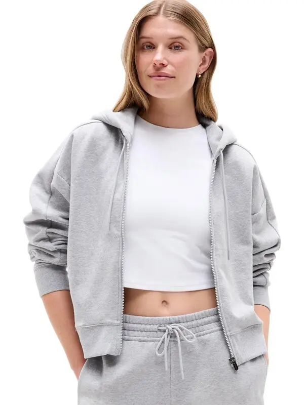 Athleta Forever Fleece Classic Full Zip Sweatshirt - Grey