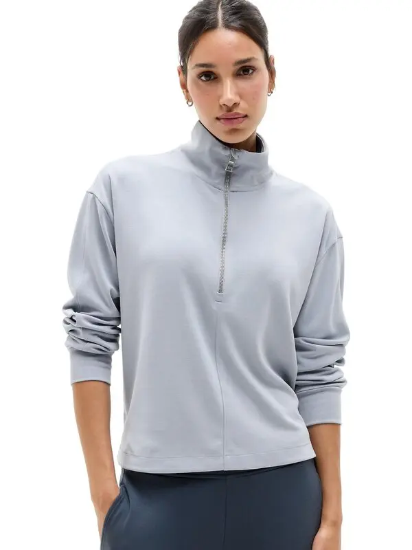 Athleta Seasoft Classic Quarter Zip Sweatshirt - Blue Star