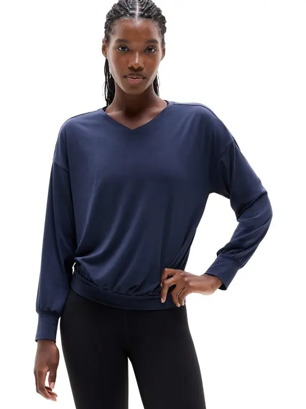 Athleta Move With Ease V-neck Top - Navy