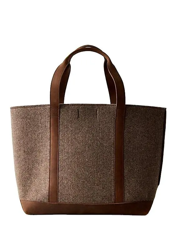 L.l.bean Leather Trim Wool Tote - Cocoa/brown Leather