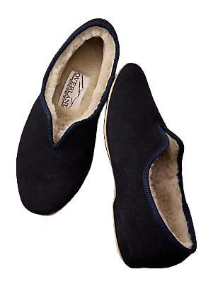 Overland Eden Shearling-lined Leather Slippers - Navy