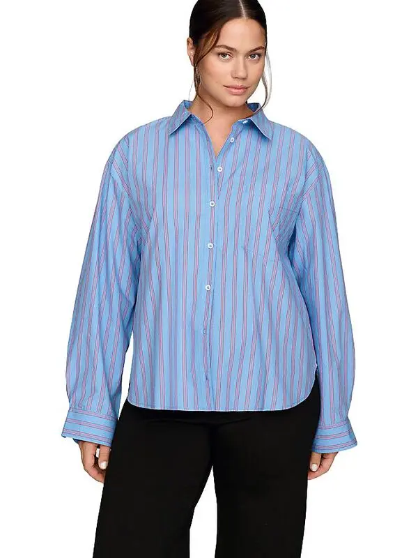 Maeve Cotton Button-up Shirt - Blue Combo