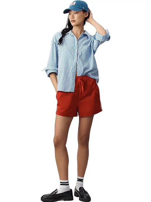 Maeve Cotton Button-up Shirt - Blue Stripe