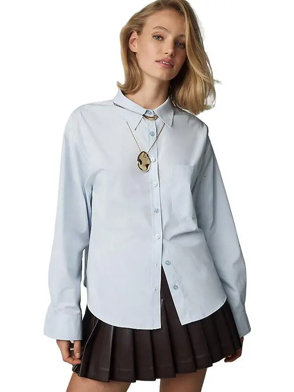 Maeve Shrunken Bennet Cotton Buttondown Shirt - Light Blue