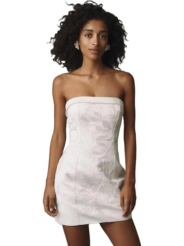 Bhldn Strapless Satin Mini Dress - Ivory